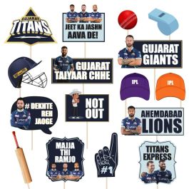 Team GT Photo Booth Props (16 Pcs), IPL Props, Cricket theme photo ...