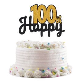 100th Birthday Decoration Happy 100th Birthday Glitter Cake Topper ...